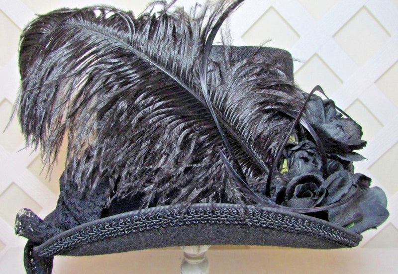 Ladies Black Victorian Gothic Riding Hat