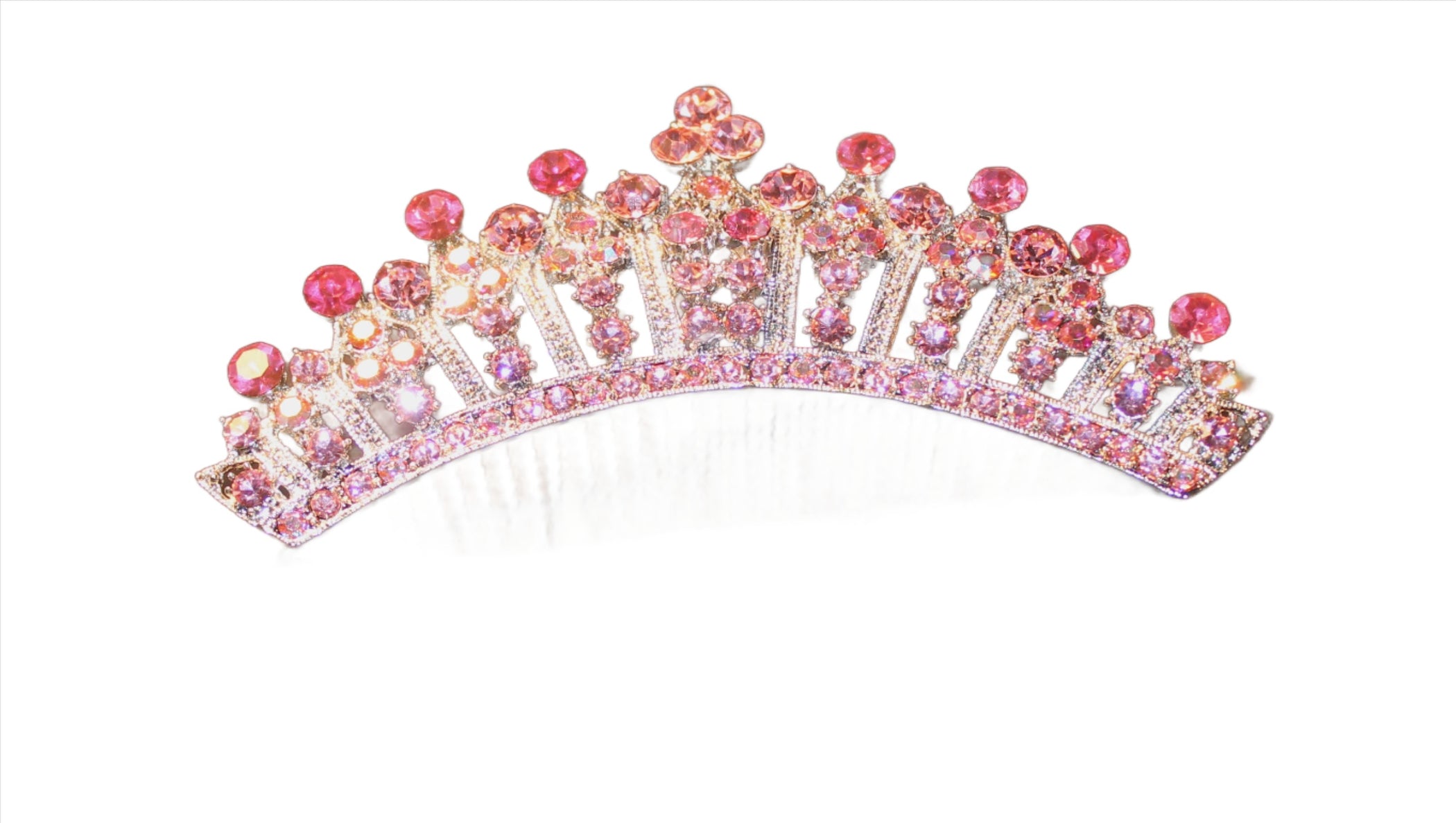Pink and Silver Rhinestone Crystal Tiara Princess Quinceanera Crown-tI