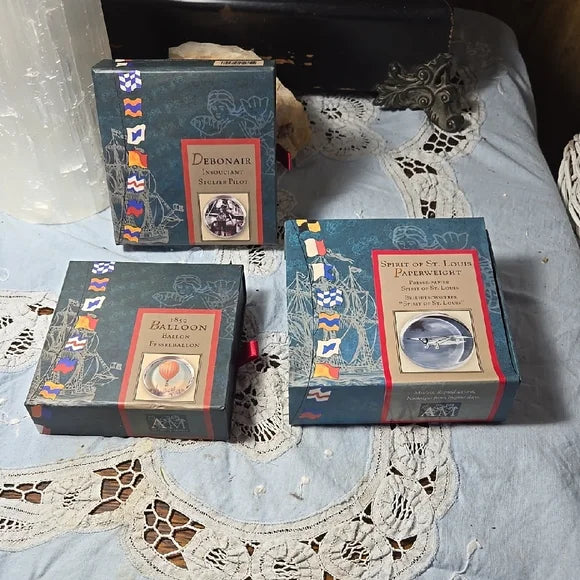 Set of Three Authentic Model Vintage Aviation Paperweights-TIAPM