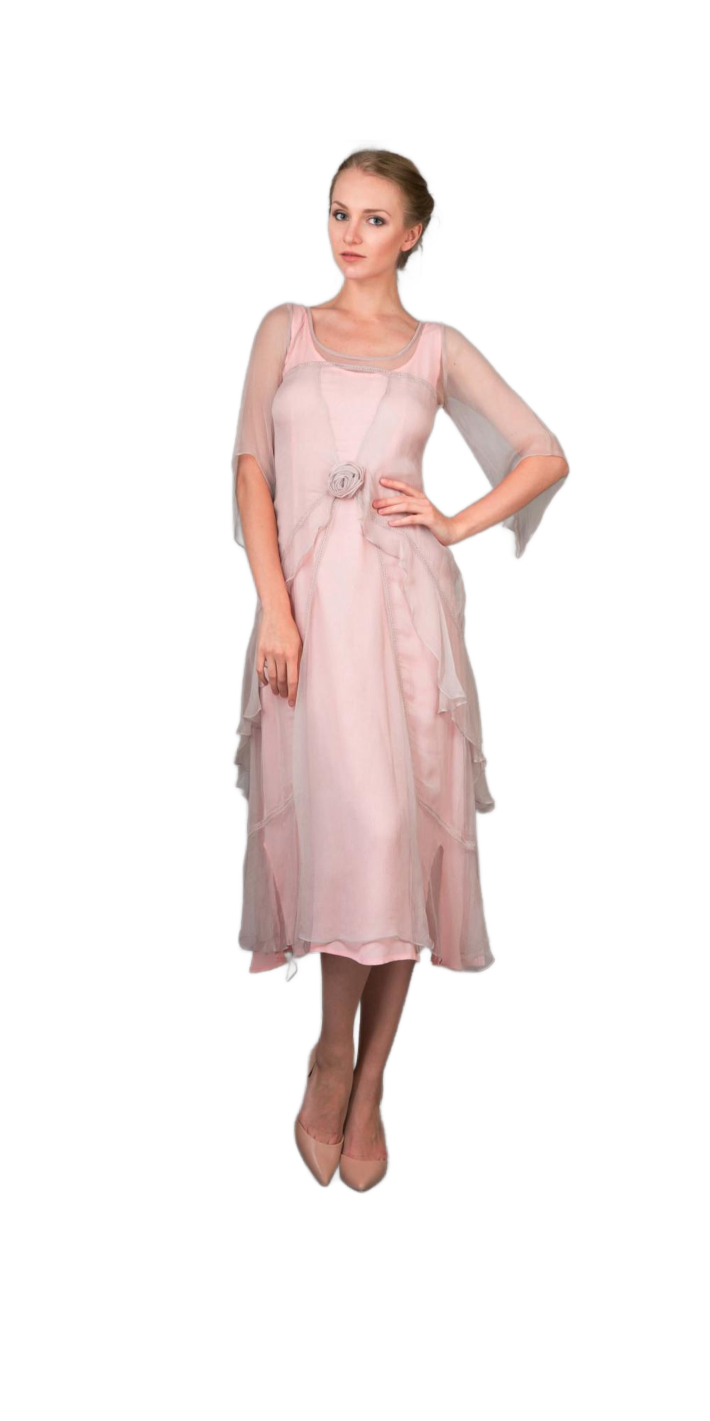 Nataya Great Gatsby Dress in Taupe-Size 1x-BP2
