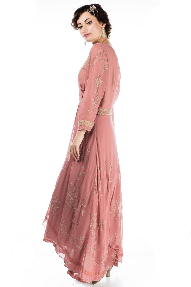 Downton Abbey Nataya Inspired Vintage Dress in Pink Beige