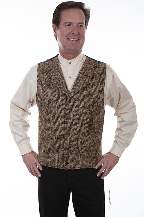 Men's Old West, Victorian, Steampunk Authentic Style Tweed Vest-521124