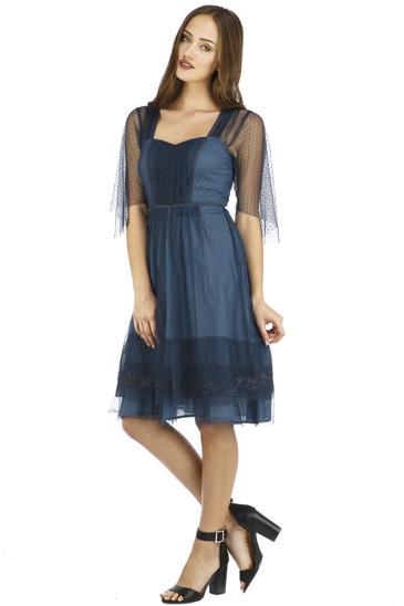 Nataya Vintage Inspired Age of Love Dress in Beautiful Indigo Blue-Al245